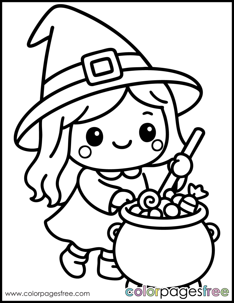 Cute Witch Coloring Pages Free Printable | colorpagesfree.com